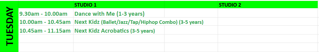 2025 Timetable Beaumont Hills - Next Level Performing Arts
