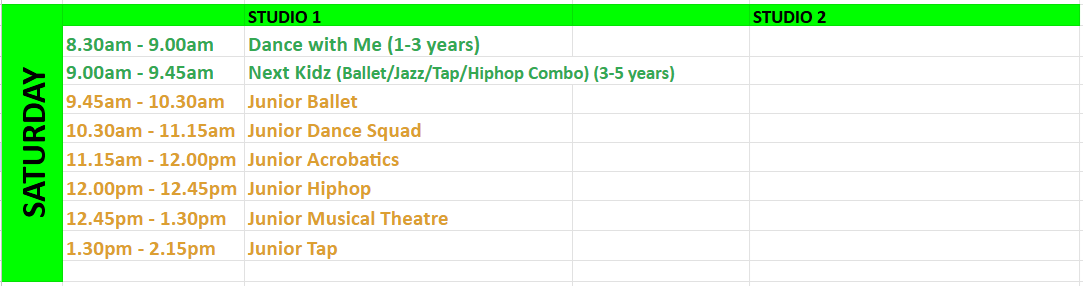 2025 Timetable Beaumont Hills - Next Level Performing Arts