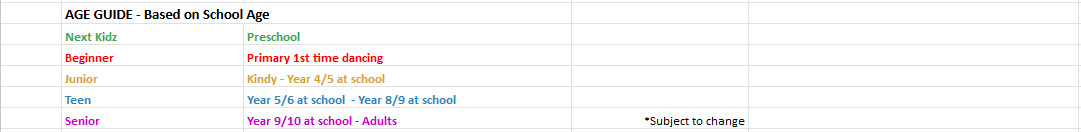 2025 Timetable Beaumont Hills - Next Level Performing Arts