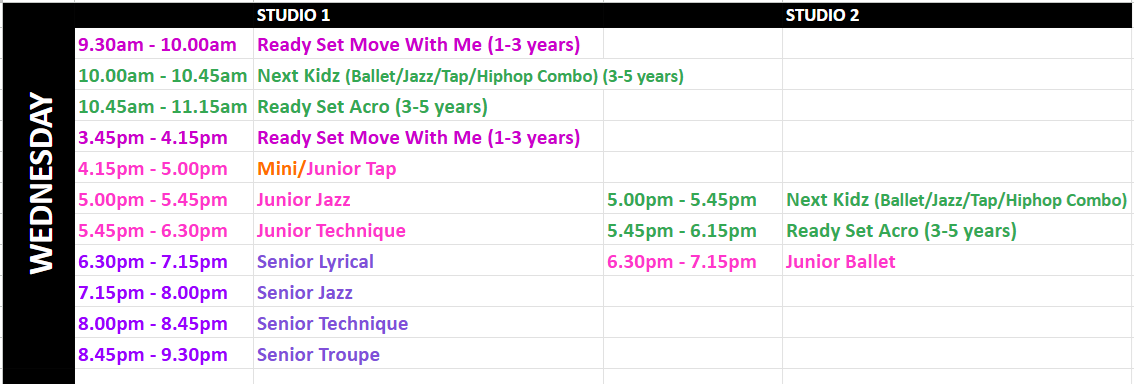 2025 Timetable Prestons - Next Level Performing Arts