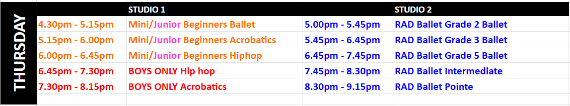 2025 Timetable Prestons - Next Level Performing Arts